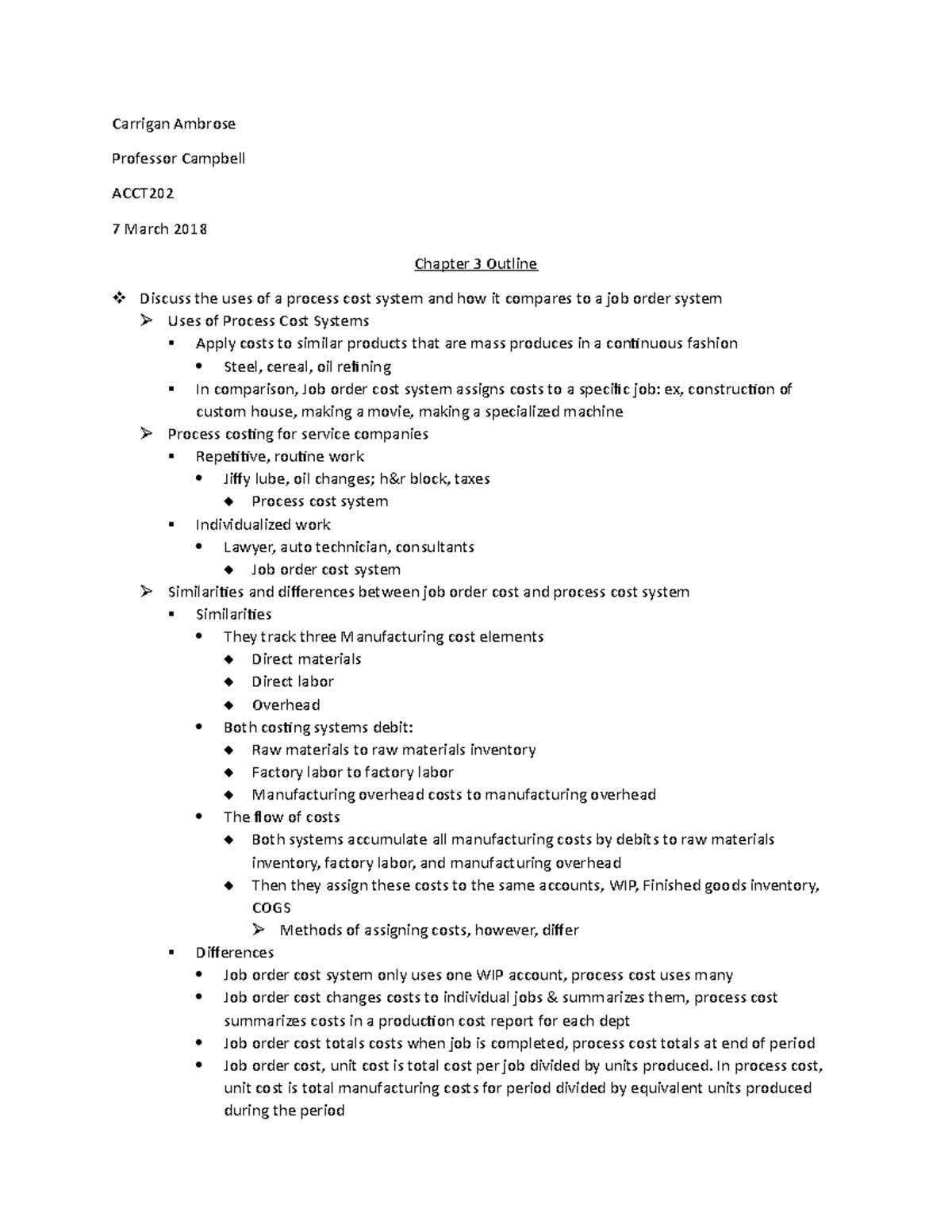 Chapter 3,4,5,9 outline - Carrigan Ambrose Professor Campbell ACCT 7 ...