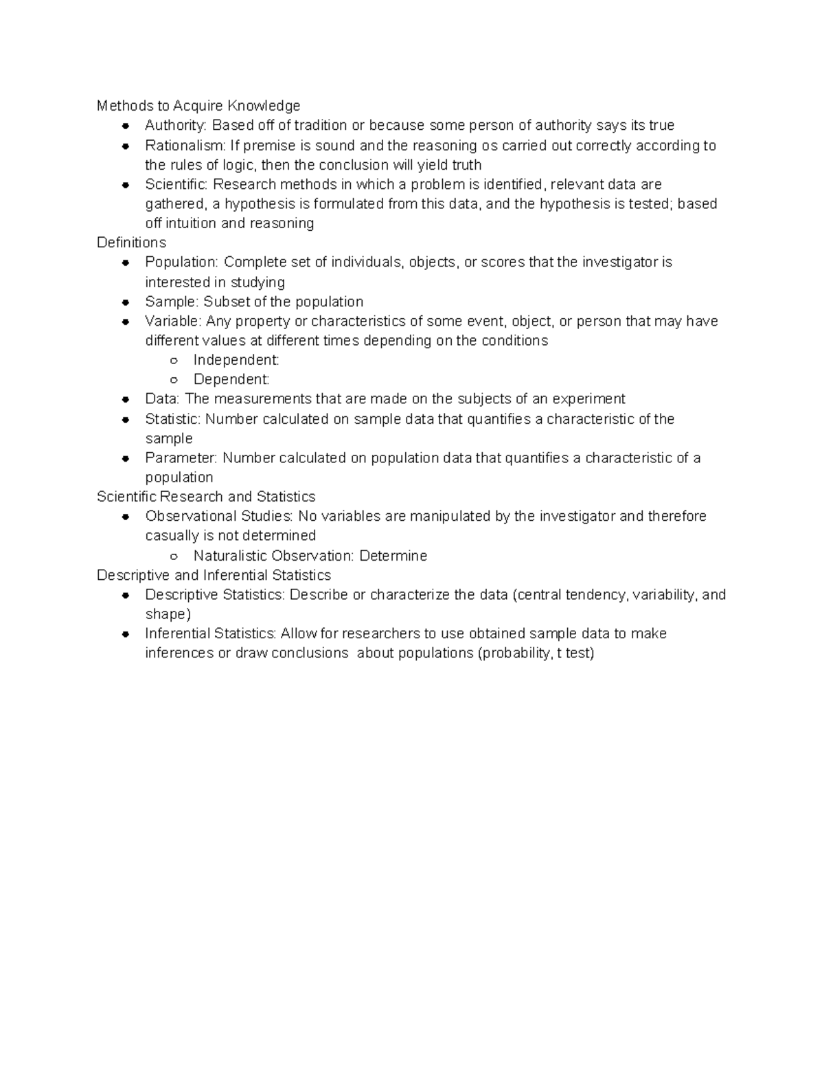 Chapter One - Methods to Acquire Knowledge Authority: Based off of ...