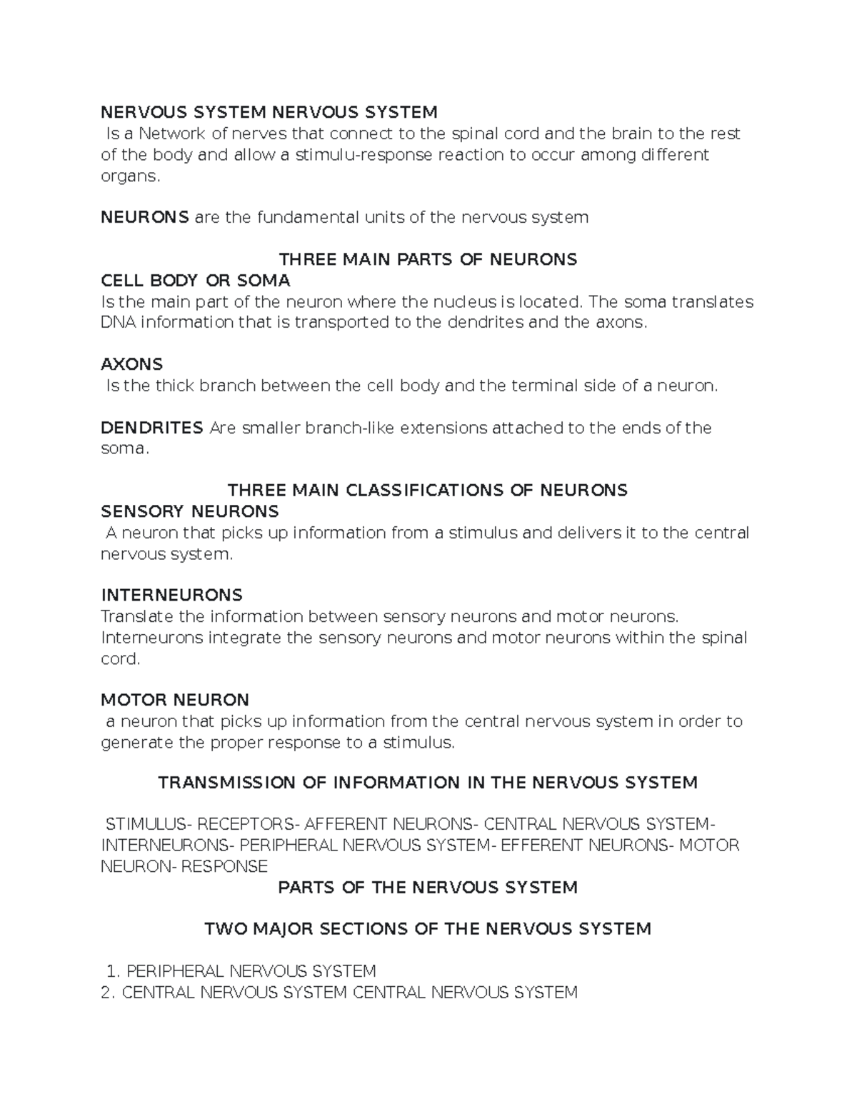 Nervous System Nervous System - NERVOUS SYSTEM NERVOUS SYSTEM Is a ...