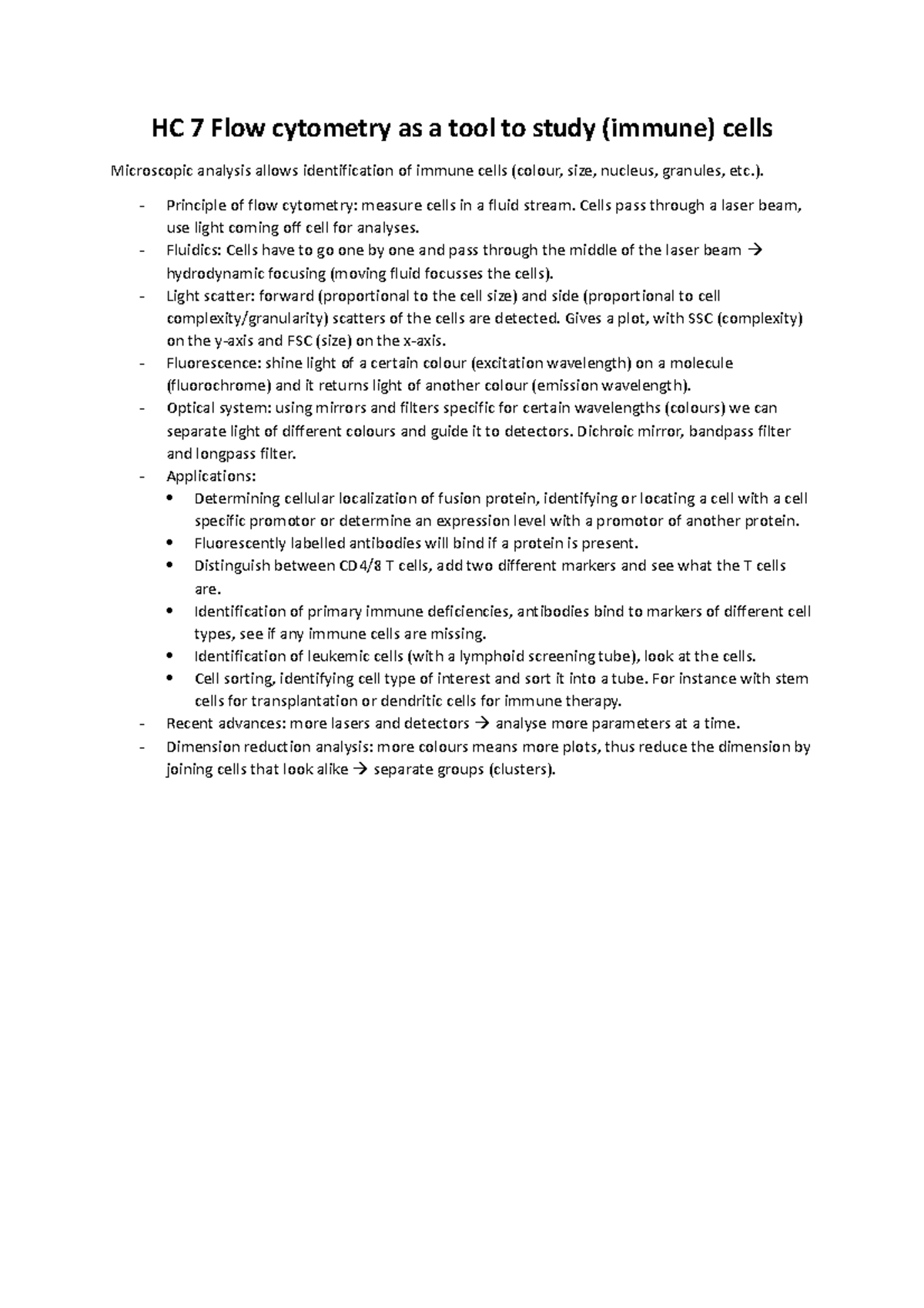 HC 7 Flow cytometry as a tool to study (immune) cells - ). - Principle ...