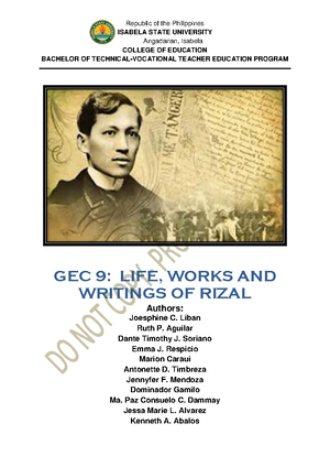 Chapter- 3 - This is a module on GEC 9 - Life and Works of Rizal - ISABELA STATE UNIVERSITY ...