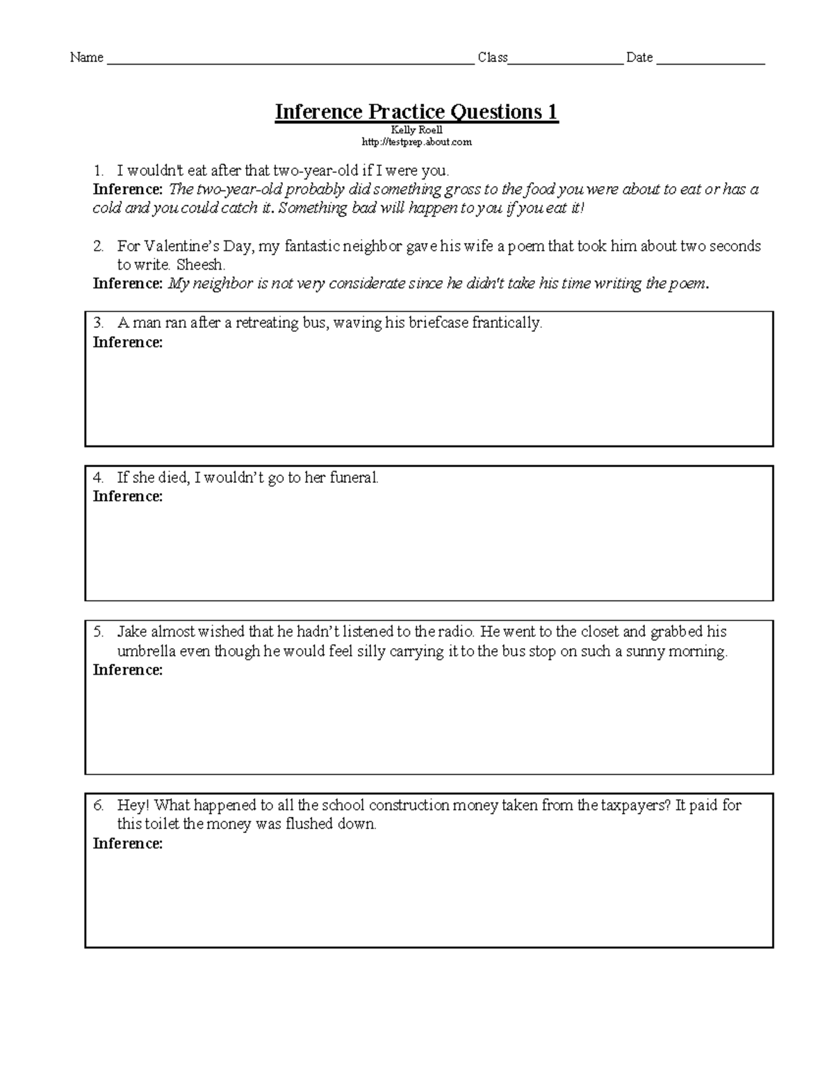 Inference Practice Questions 1 - - Studocu