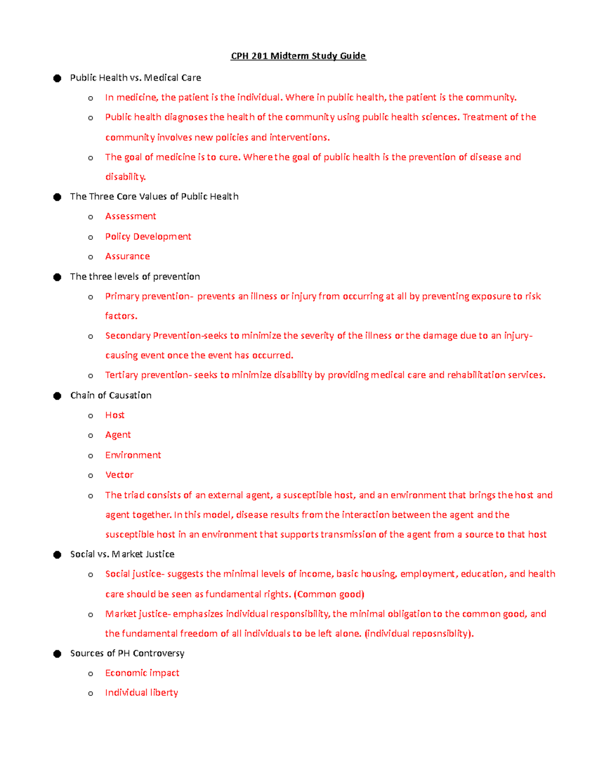 CPH 201 Midterm Study Guide - CPH 201 Midterm Study Guide Public Health ...