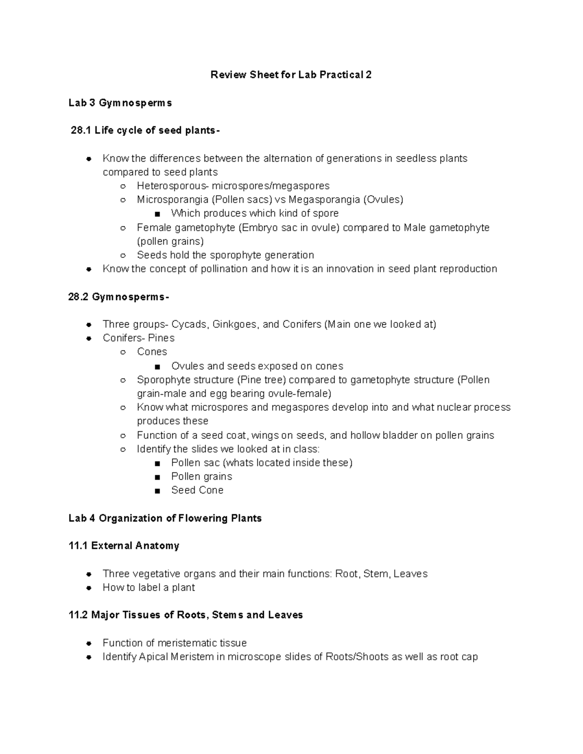 Gen BIO Lab Practical Review Sheet - Review Sheet for Lab Practical 2 ...