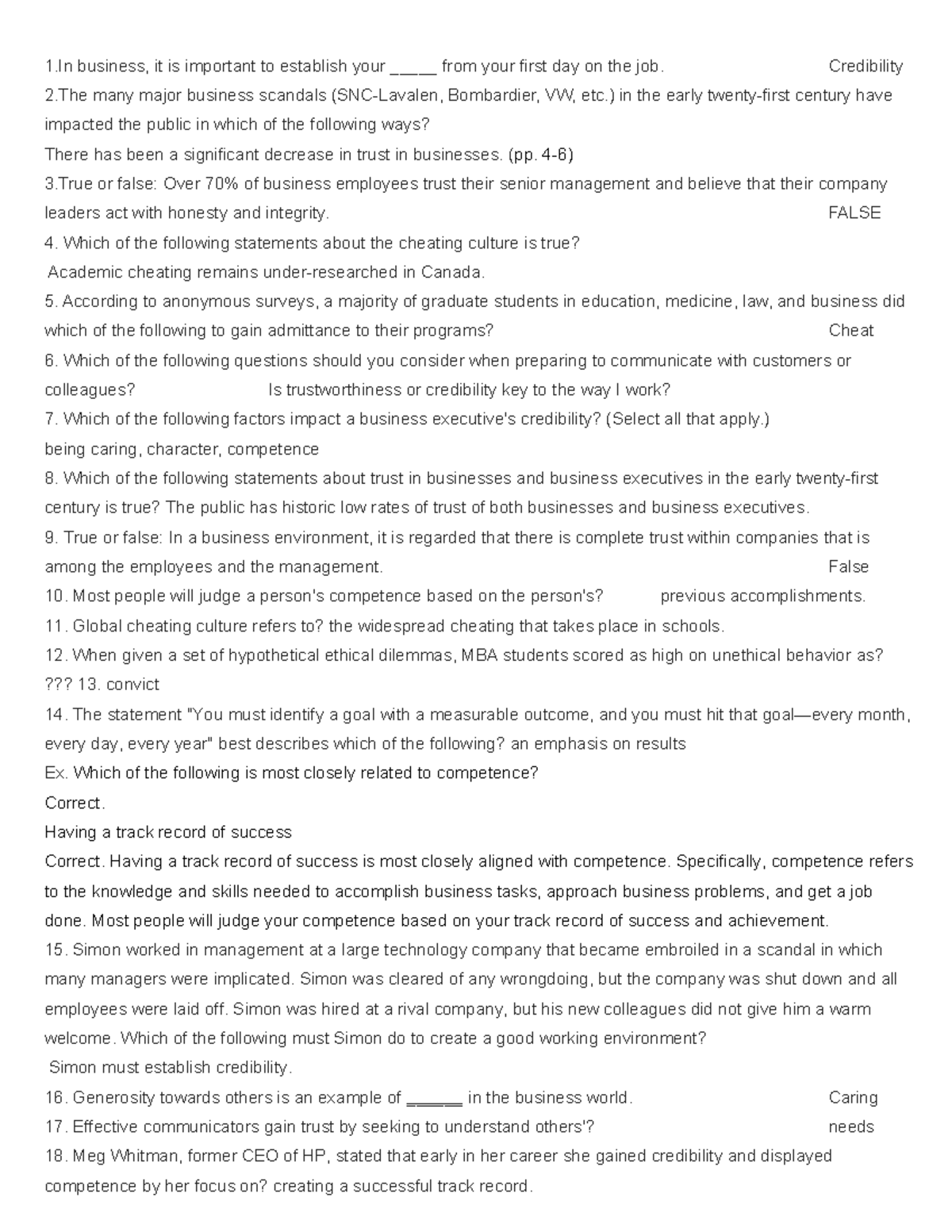 Practice Quiz Ch1 - Learning material - 1 business, it is important to ...