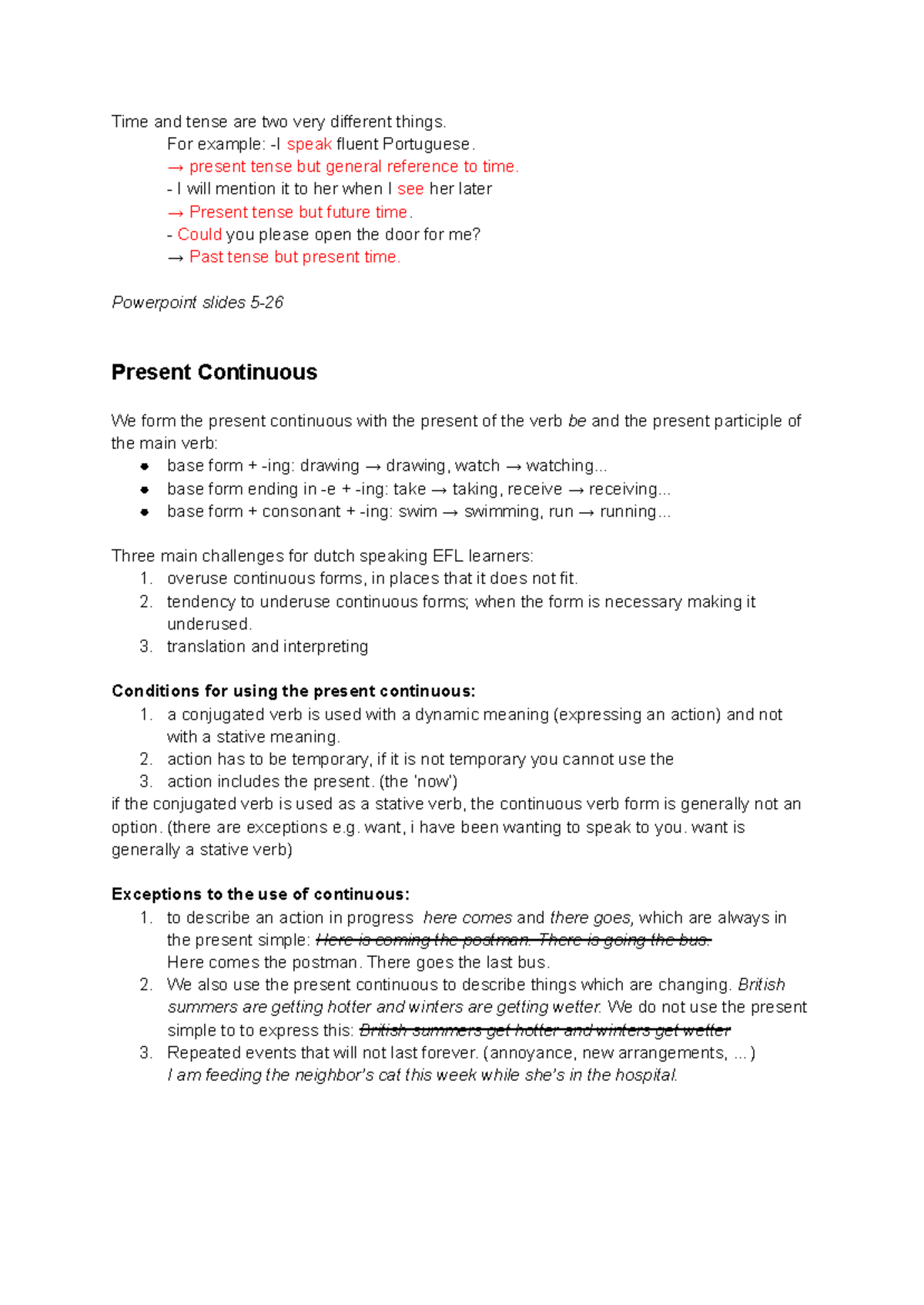 English tenses, aangevuld door notities en informatie in het Engels ...