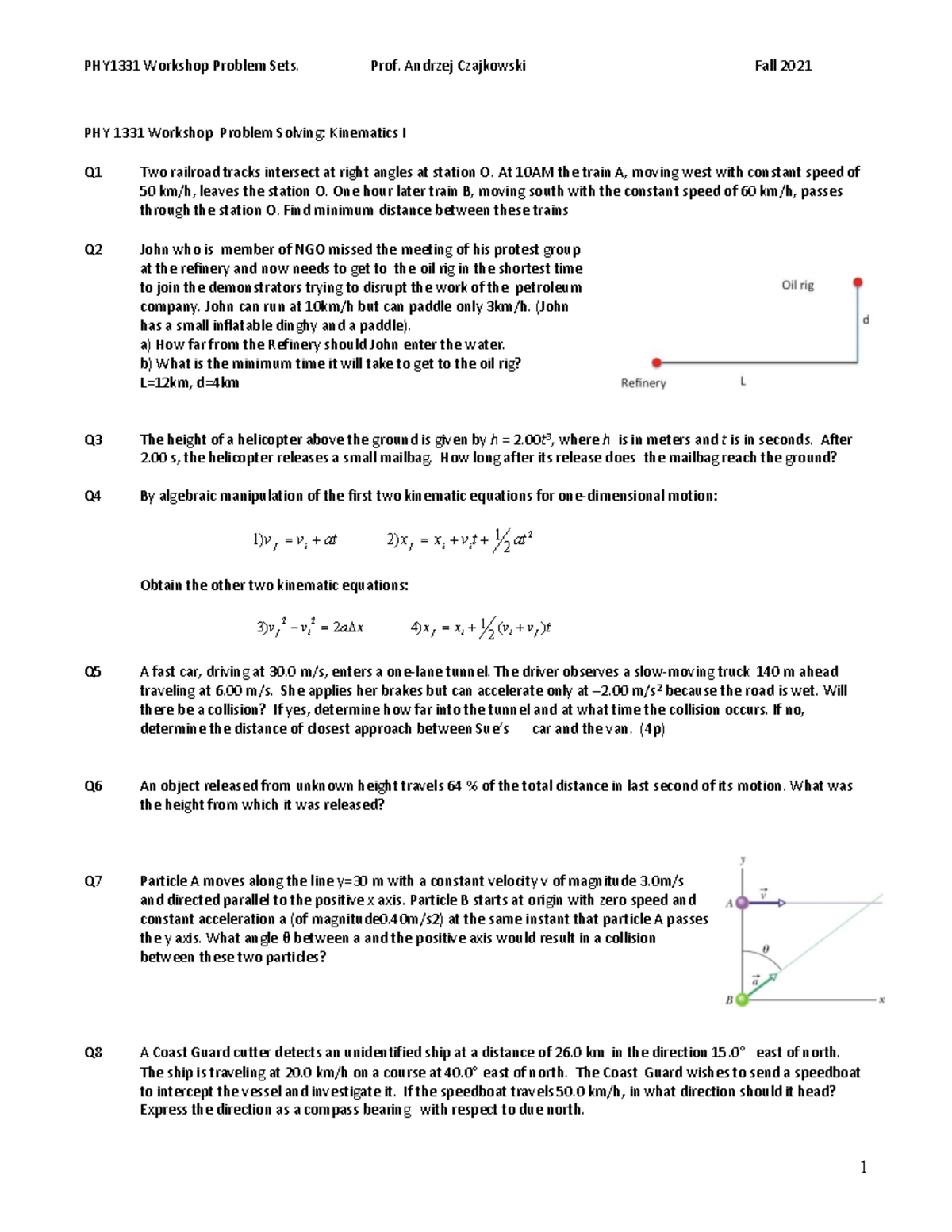 9-10 - Physics Tutorial Notes - PHY 1331 Workshop Problem Solving ...