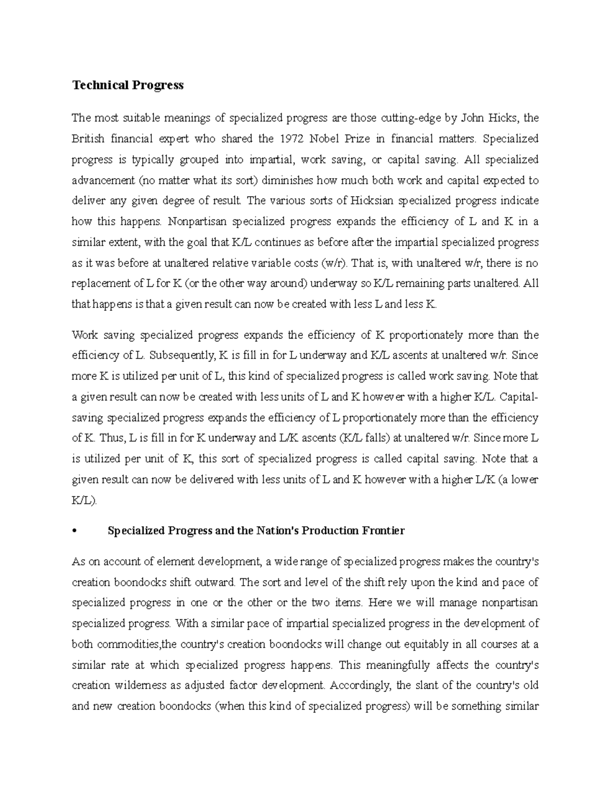 Technical Progress - Technical Progress The most suitable meanings of ...