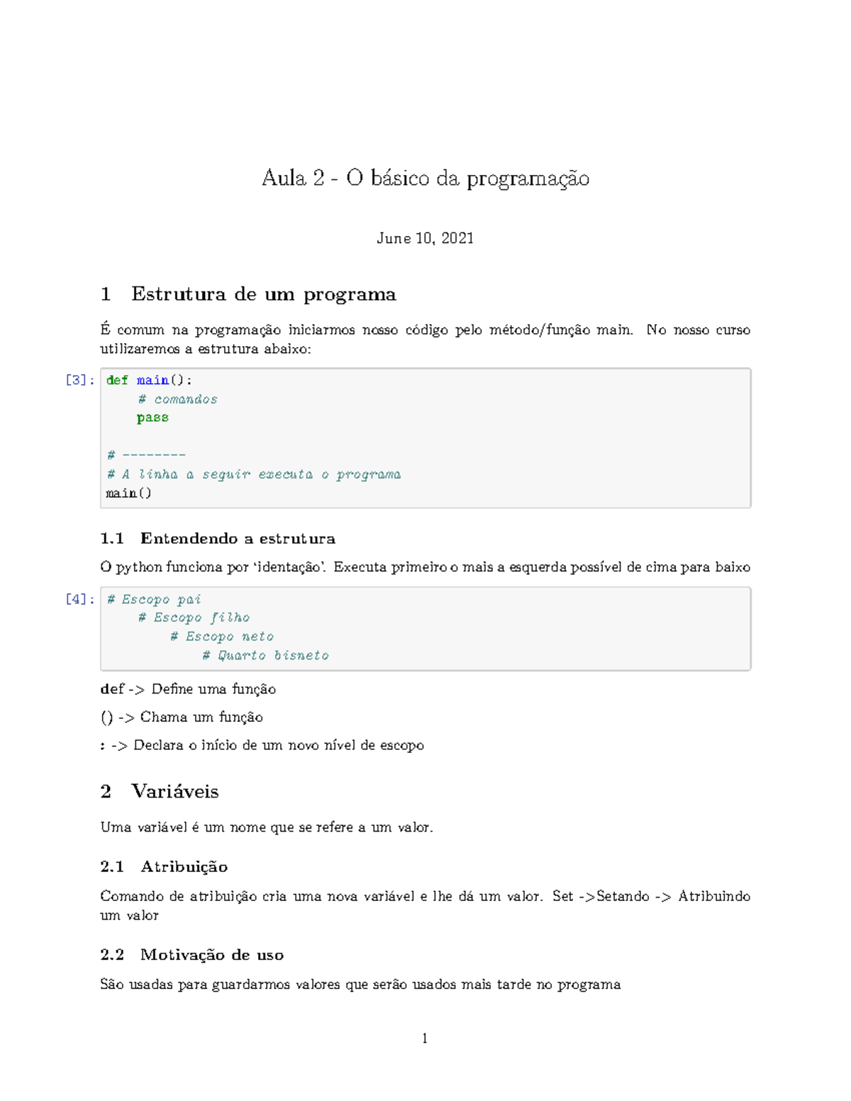 Aula 2 - O básico da programação - Aula 2 - O básico da programação ...
