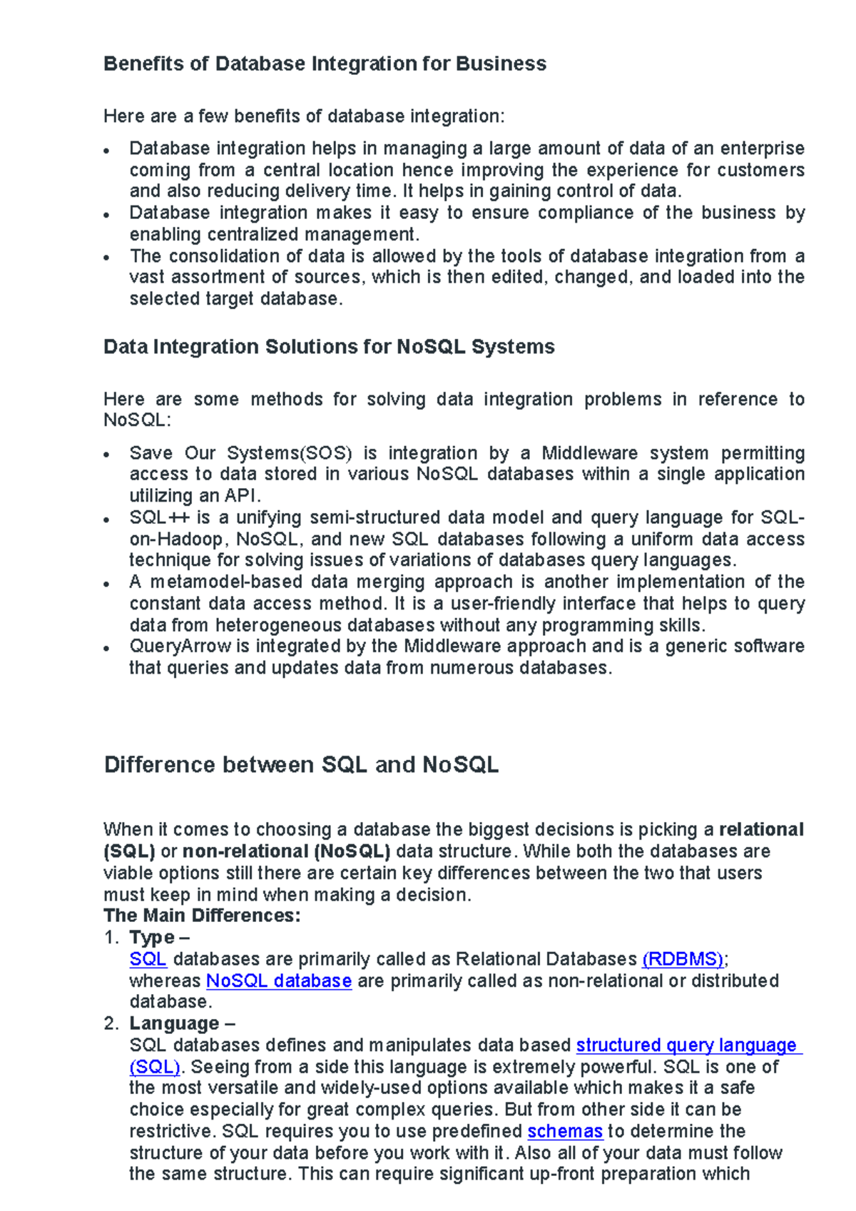 UDM unit 1 2 - Benefits of Database Integration for Business ...
