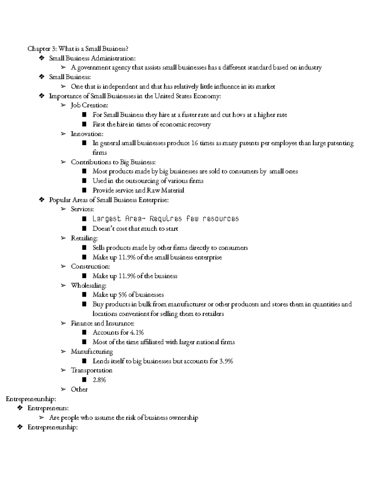 SOM- Study Guide Exam 2 - Chapter 3: What is a Small Business? Small ...