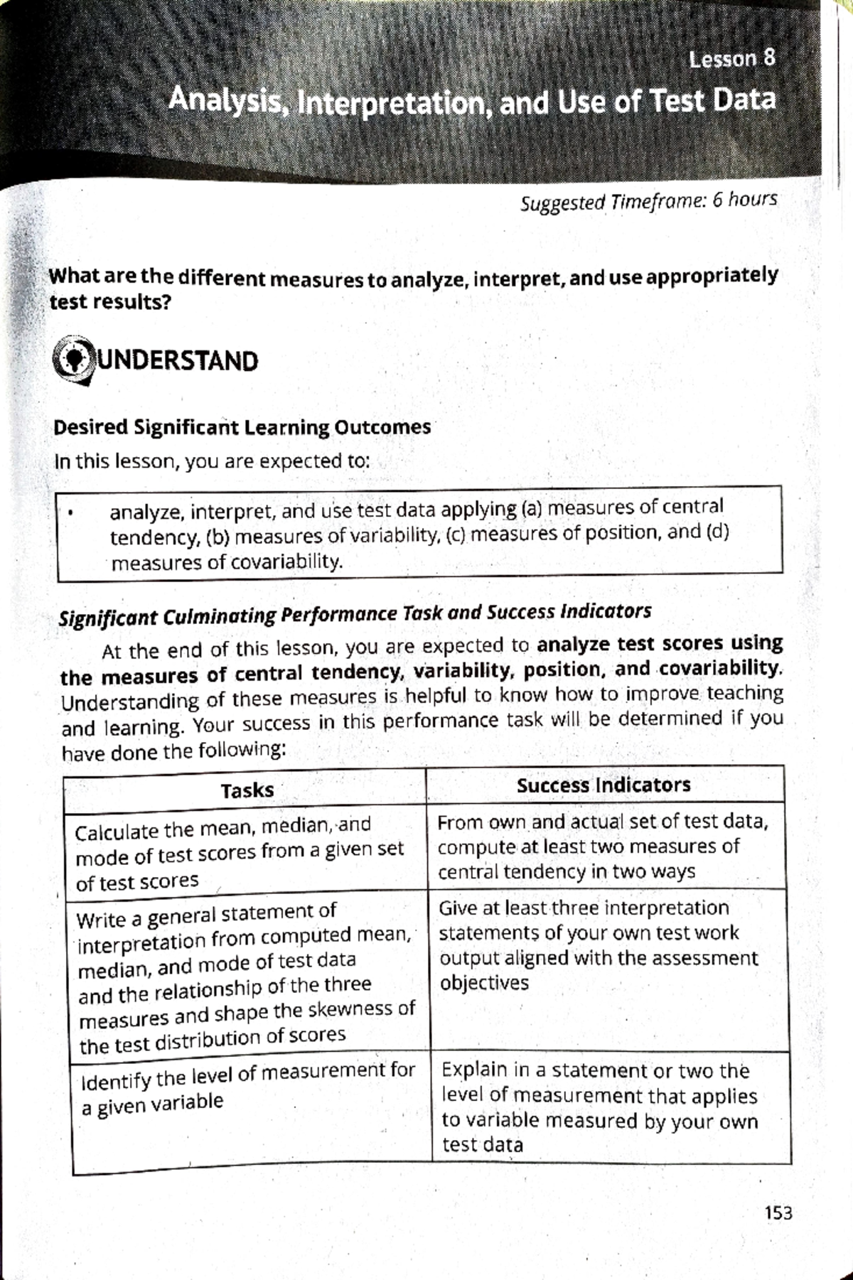 Lesson-8-1 - Assessment in Learning 1 - Lesson 8 Analysis ...