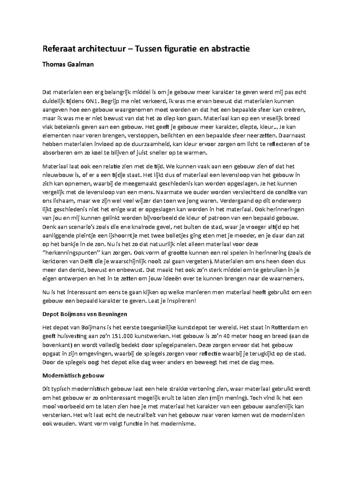 GR2 Referaat opdracht B - Referaat architectuur – Tussen figuratie en ...