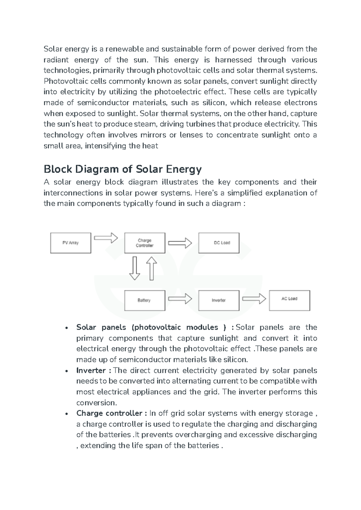 SINGLE LINE DIAGRAM - Solar energy is a renewable and sustainable form ...