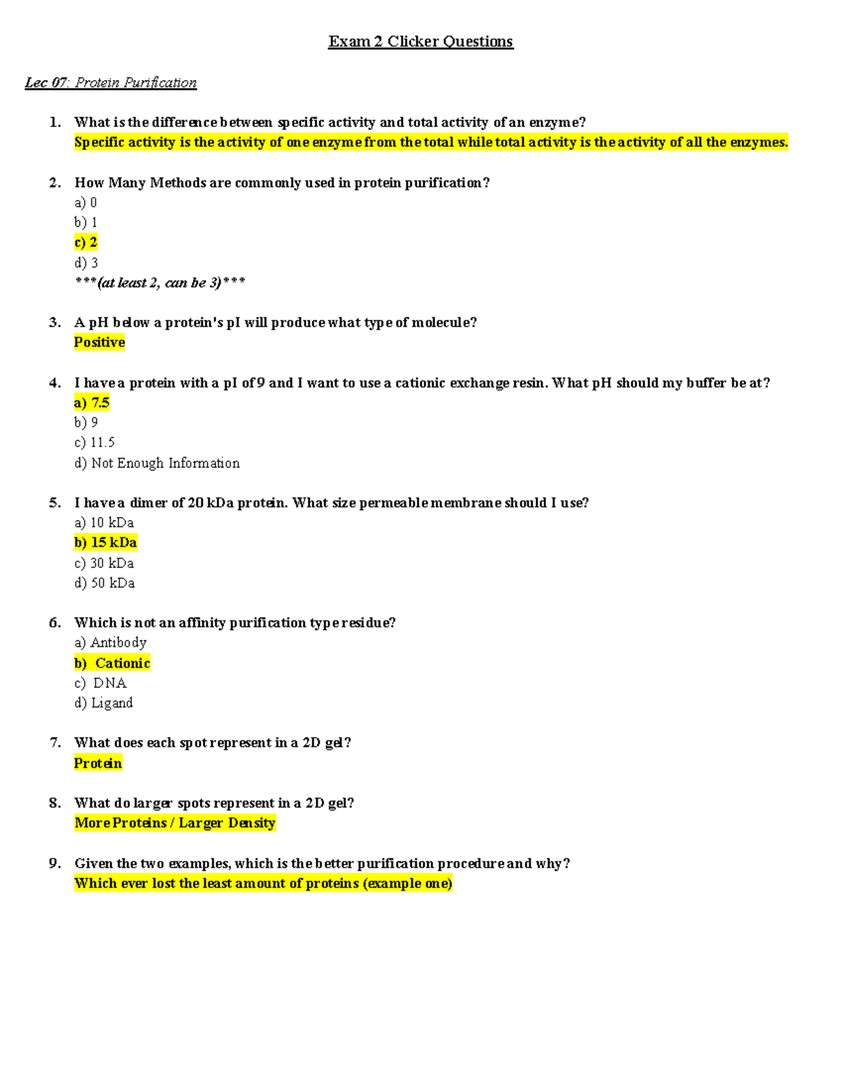 Exam 2 Practice Clicker Questions - Exam 2 Clicker Questions Lec 07 ...