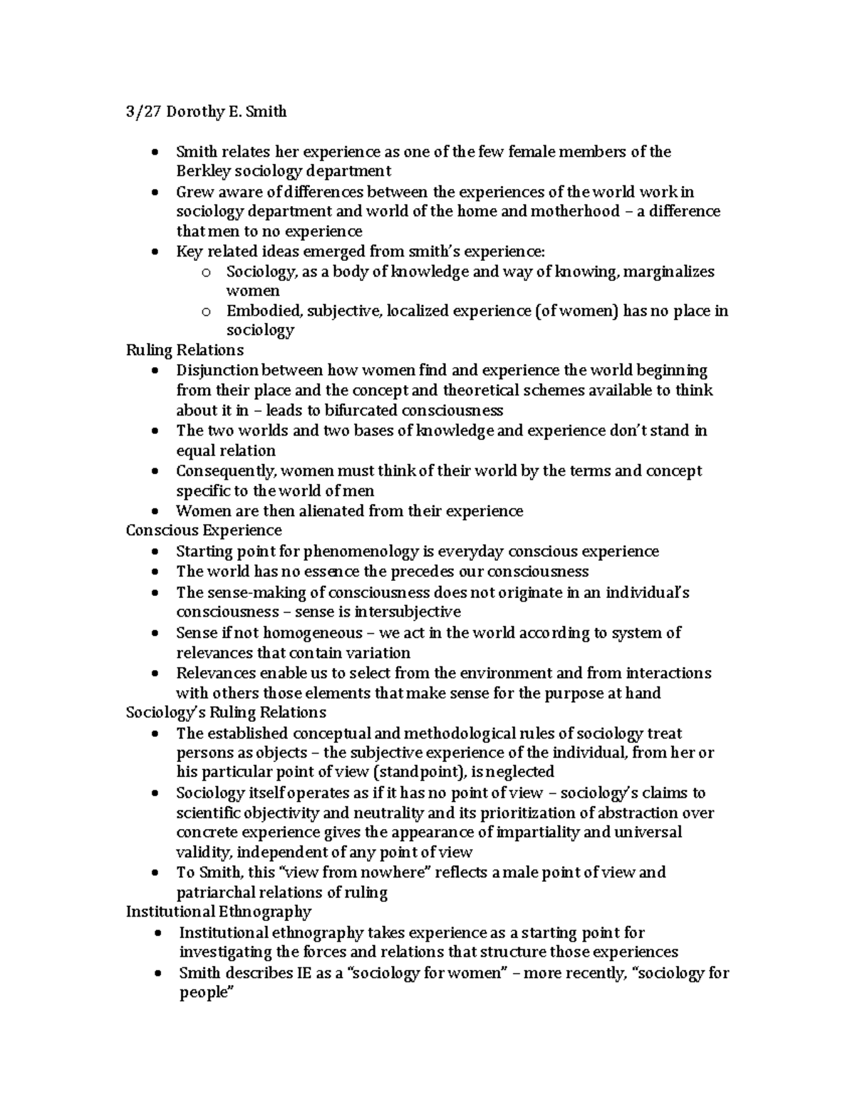 Dorothy Smith - 3/27 Dorothy E. Smith Smith relates her experience as ...