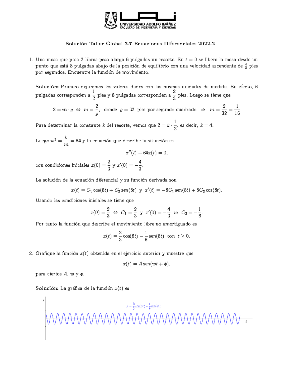 SOL TG 2.7 EDO - Taller de ejercicios con solución - Soluci ́on Taller ...