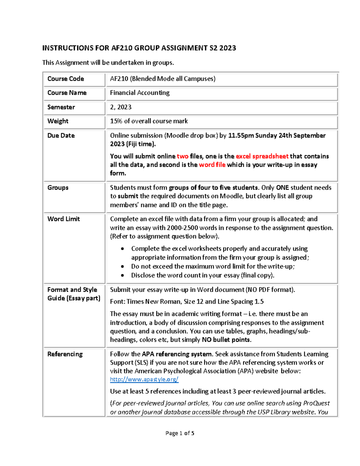 AF210 Group Assignment - Sem 2 2023 - INSTRUCTIONS FOR AF210 GROUP ASSIGNMENT S2 2023 This - Studocu
