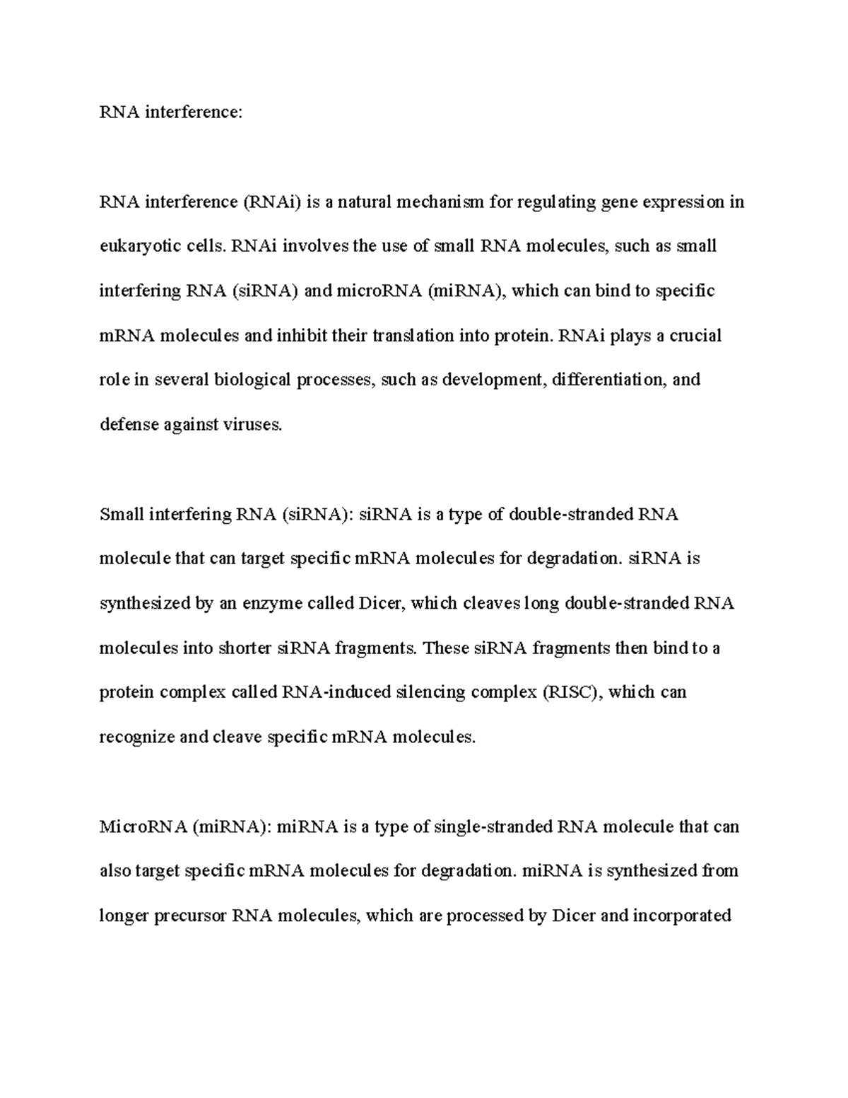 RNA P5 1- Google Docs - RNA NOTES - RNA interference: RNA interference ...