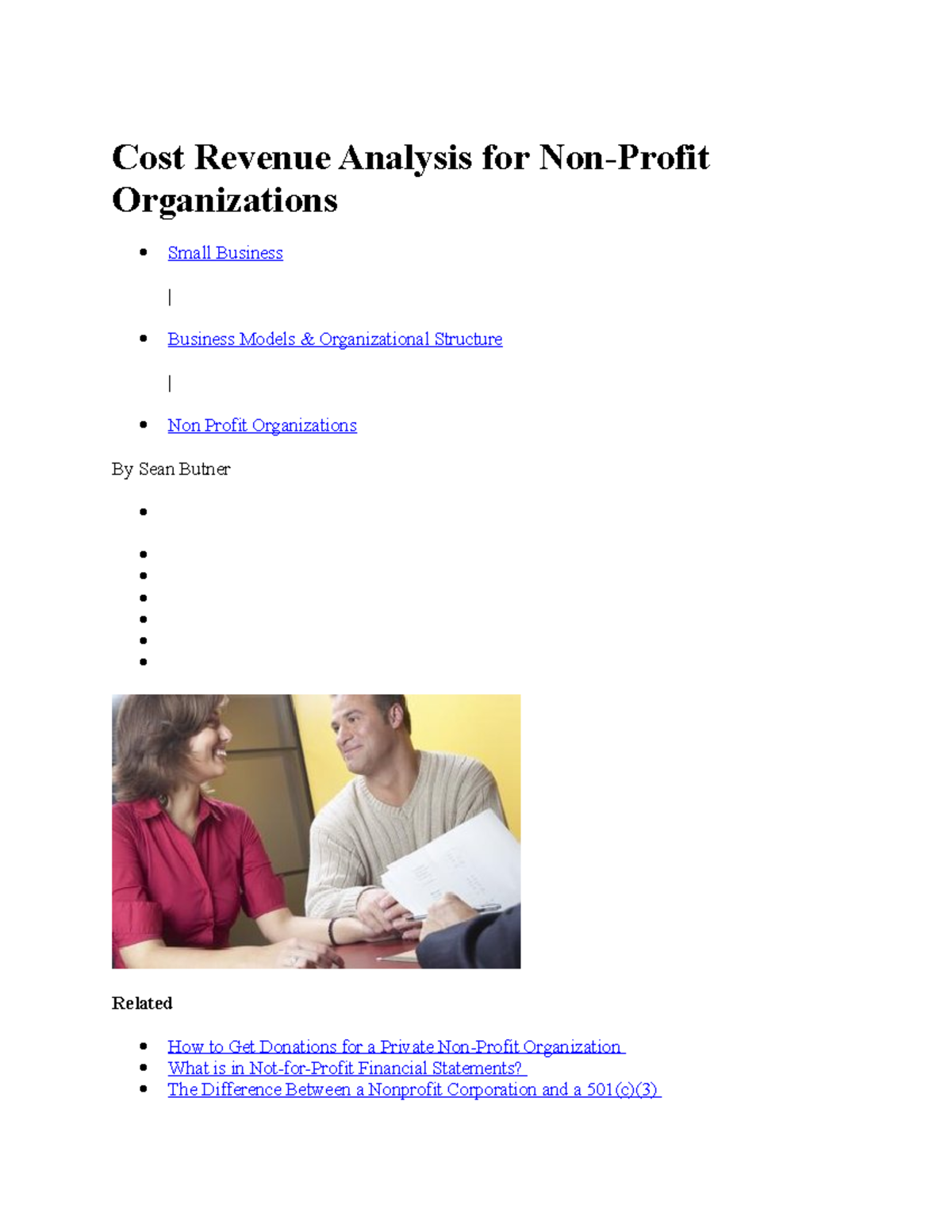 Cost Revenue Analysis for Non - Cost Revenue Analysis for Non-Profit ...