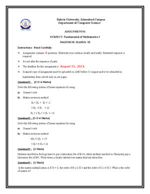 BM1 - Course Outline - COURSE OUTLINE Course Name Business Mathematics ...