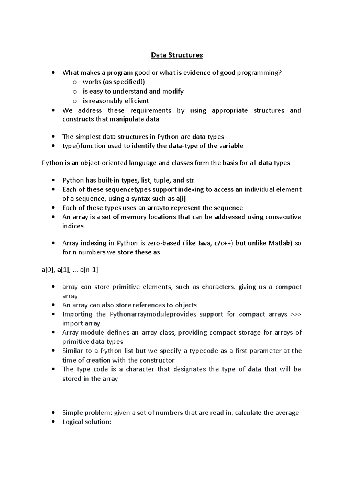 Data Structures - Data Structures What makes a program good or what is ...