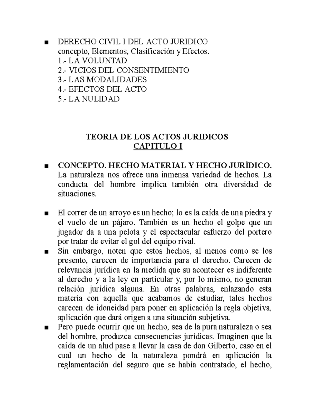 Derecho Civil I DEL ACTO Juridico - DERECHO CIVIL I DEL ACTO JURIDICO ...