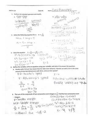 Chapter 5 Class Work - MATH 114 - Studocu