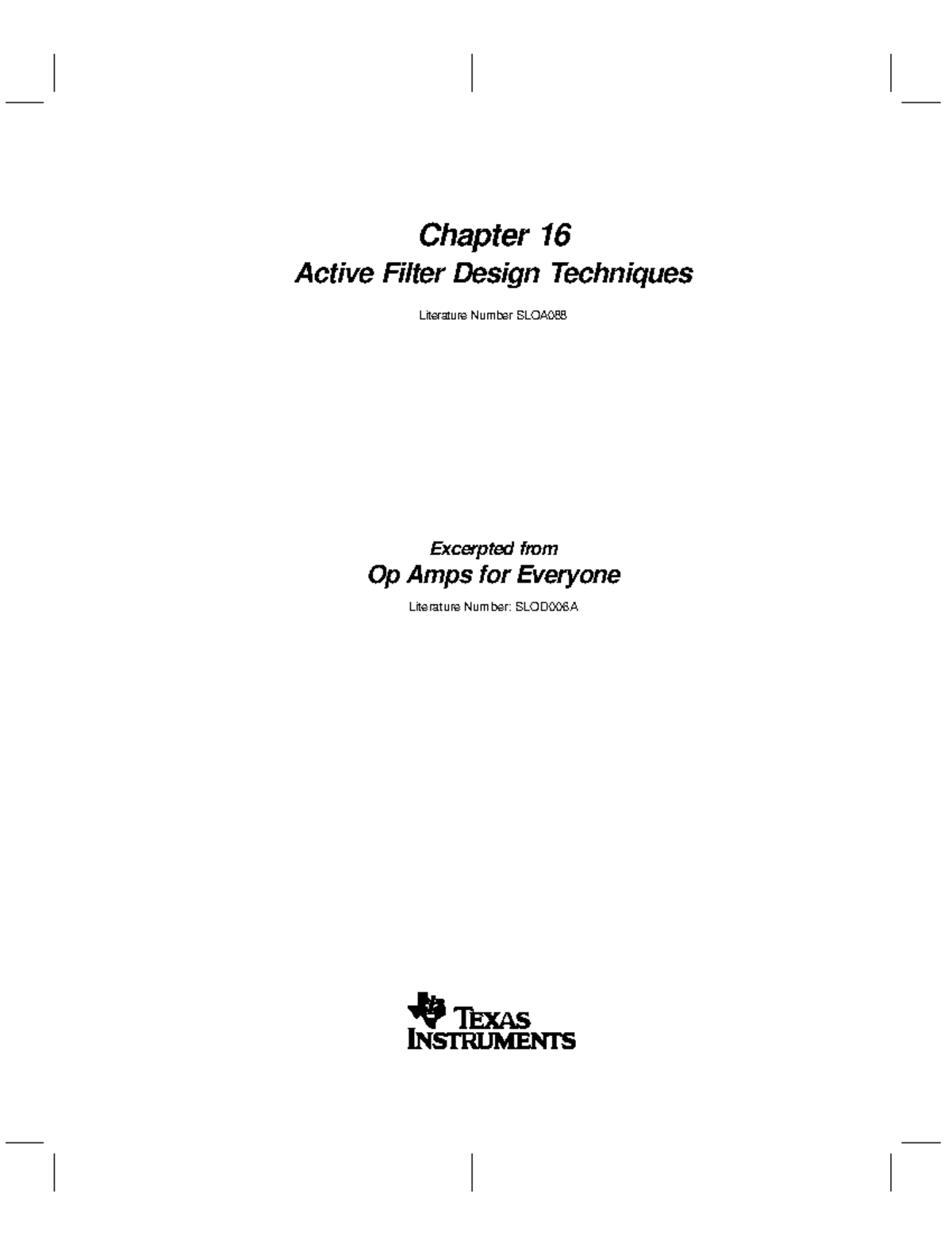 TI Active Filter Design App Note - Chapter 16 Active Filter Design ...