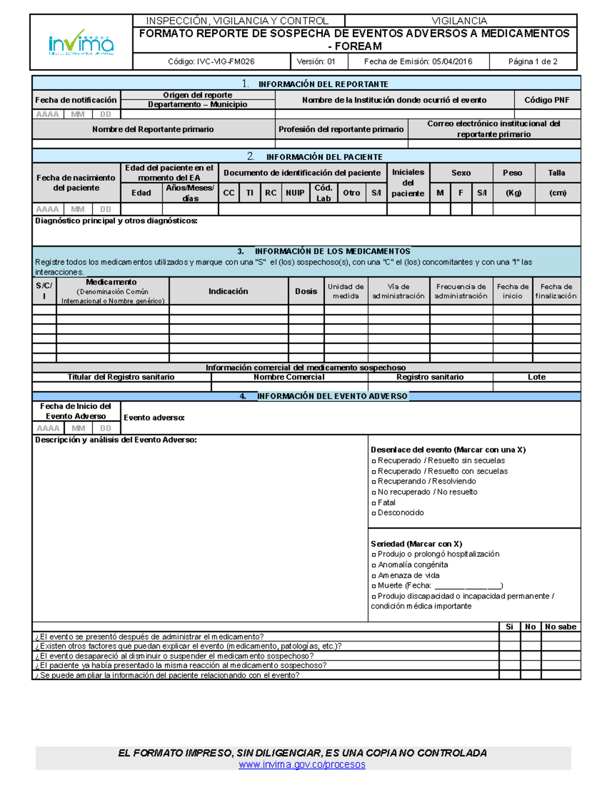 Foream IVC-VIG-FM026 - muy interesante - INSPECCIÓN, VIGILANCIA Y ...