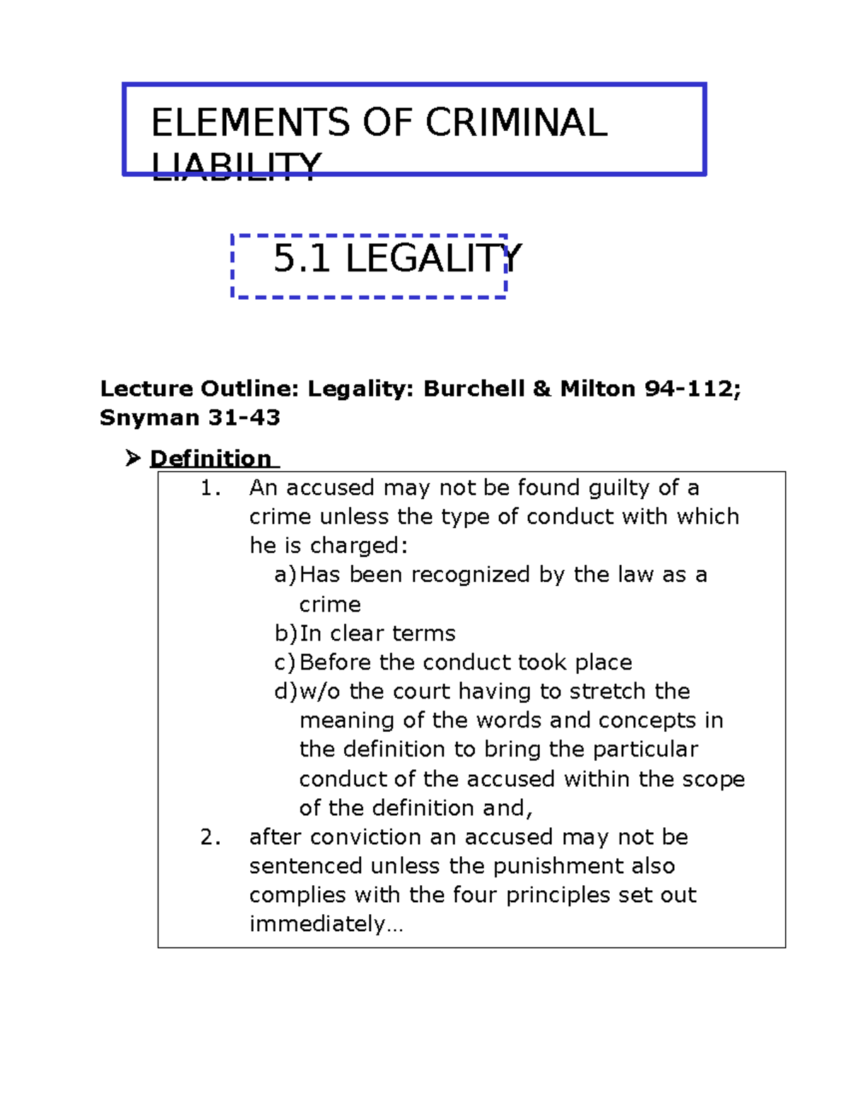 PBL 410 Elements OF Criminal Liability - UP - Studocu