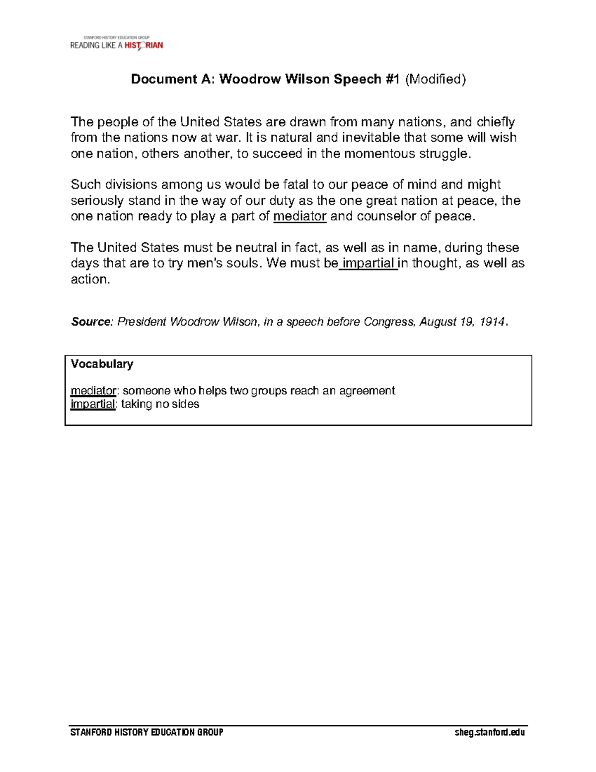 Kami Export - U.S. Entry into WWI Student Materials 1 - Document A ...