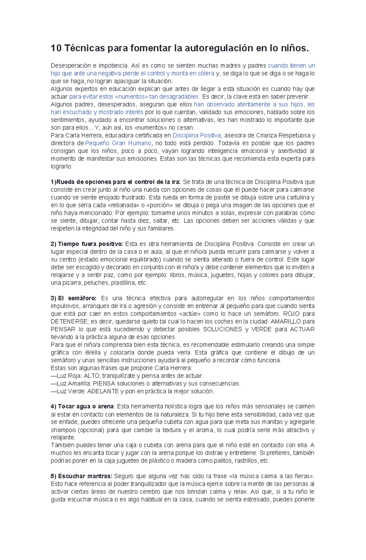 10 Técnicas para fomentar la autoregulación en lo niños - Desesperación ...