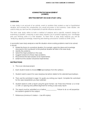 CASE Study Worksheet - CASE STUDY WORKSHEET Complete this worksheet for ...