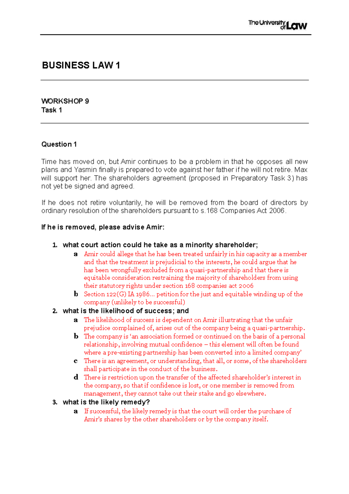 2021 bus1 ws09 ce02 task 01 - BUSINESS LAW 1 WORKSHOP 9 Task 1 Question ...