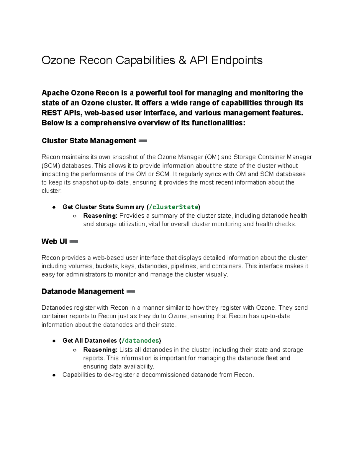 Ozone Recon Capabilities and API Endpoints - Ozone Recon Capabilities & API Endpoints Apache ...