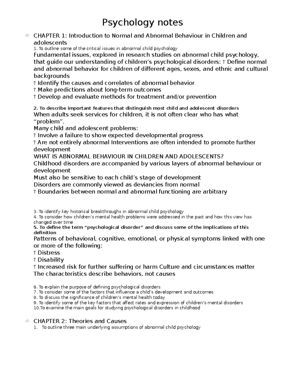 Psychology notes ongoing - Psychology notes CHAPTER 1: Introduction to ...