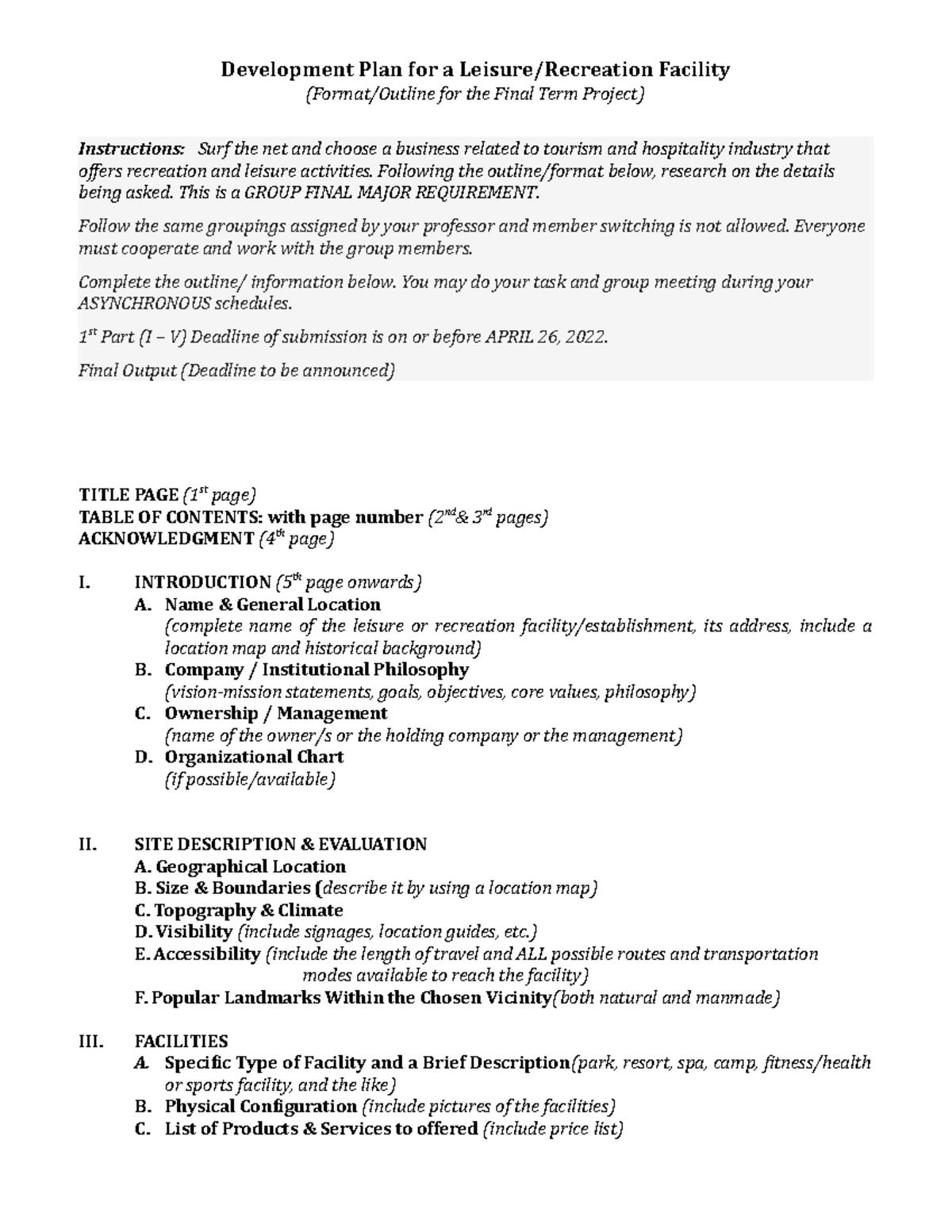 LRM Development Plan 2022 - Development Plan for a Leisure/Recreation ...