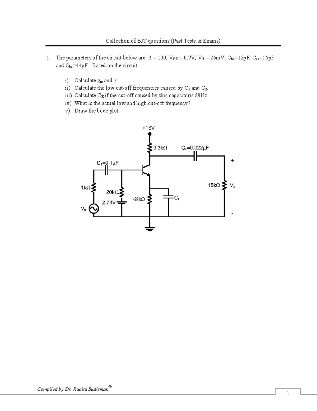 Test Exam 2013, questions - Collection of BJT questions (Past Tests ...