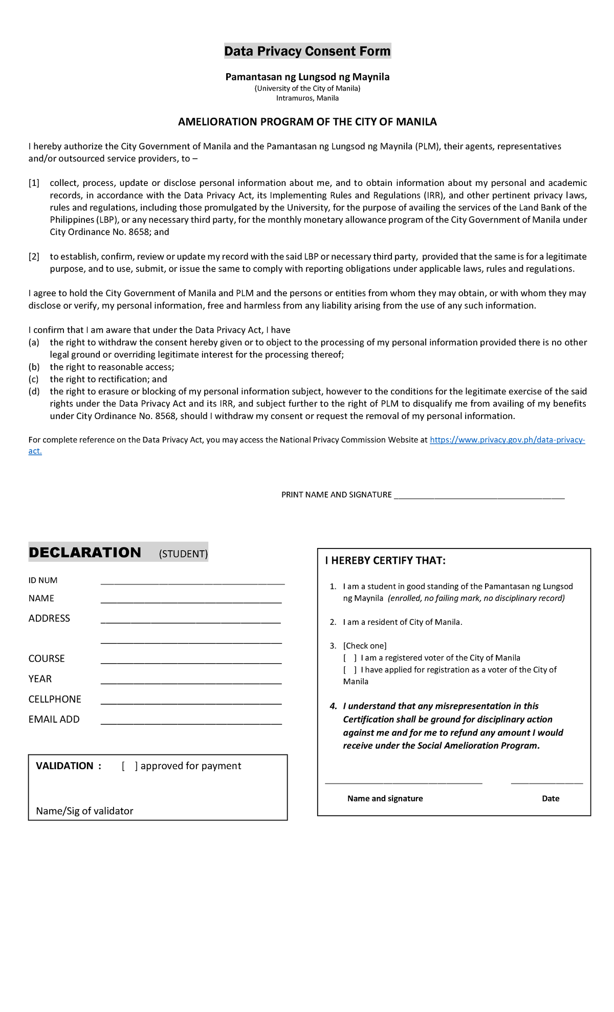 22106 - Form - Data privacy - Declaration - Data Privacy Consent Form ...