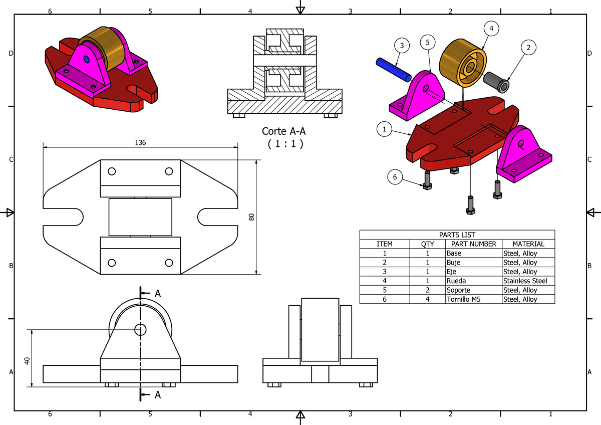 Plano de ensamble rev - Dibujo de Ingeniería - A Corte A-A( 1 : 1 ...