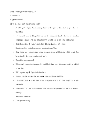 Outline for Cognitive neuroscience Paper 2 - Set up for Second part of ...