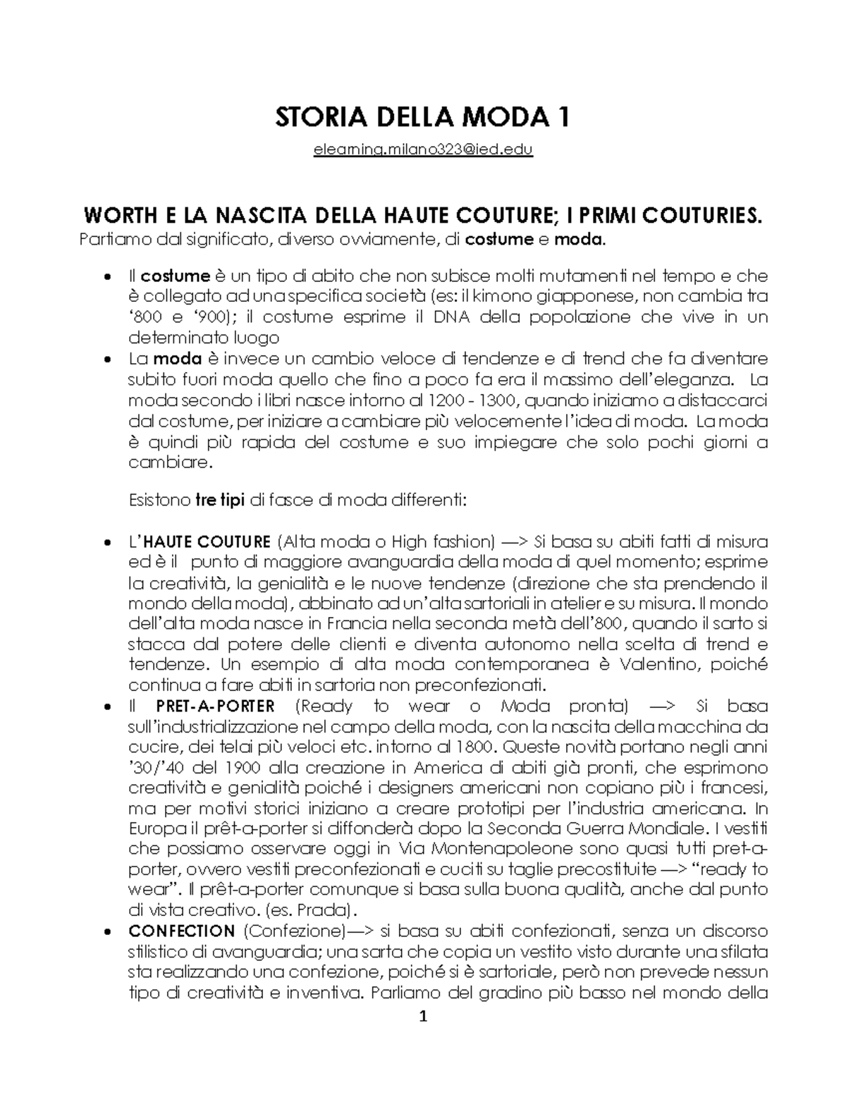 Storia Della MODA 1 - appunti completi per l'esame - STORIA DELLA MODA ...