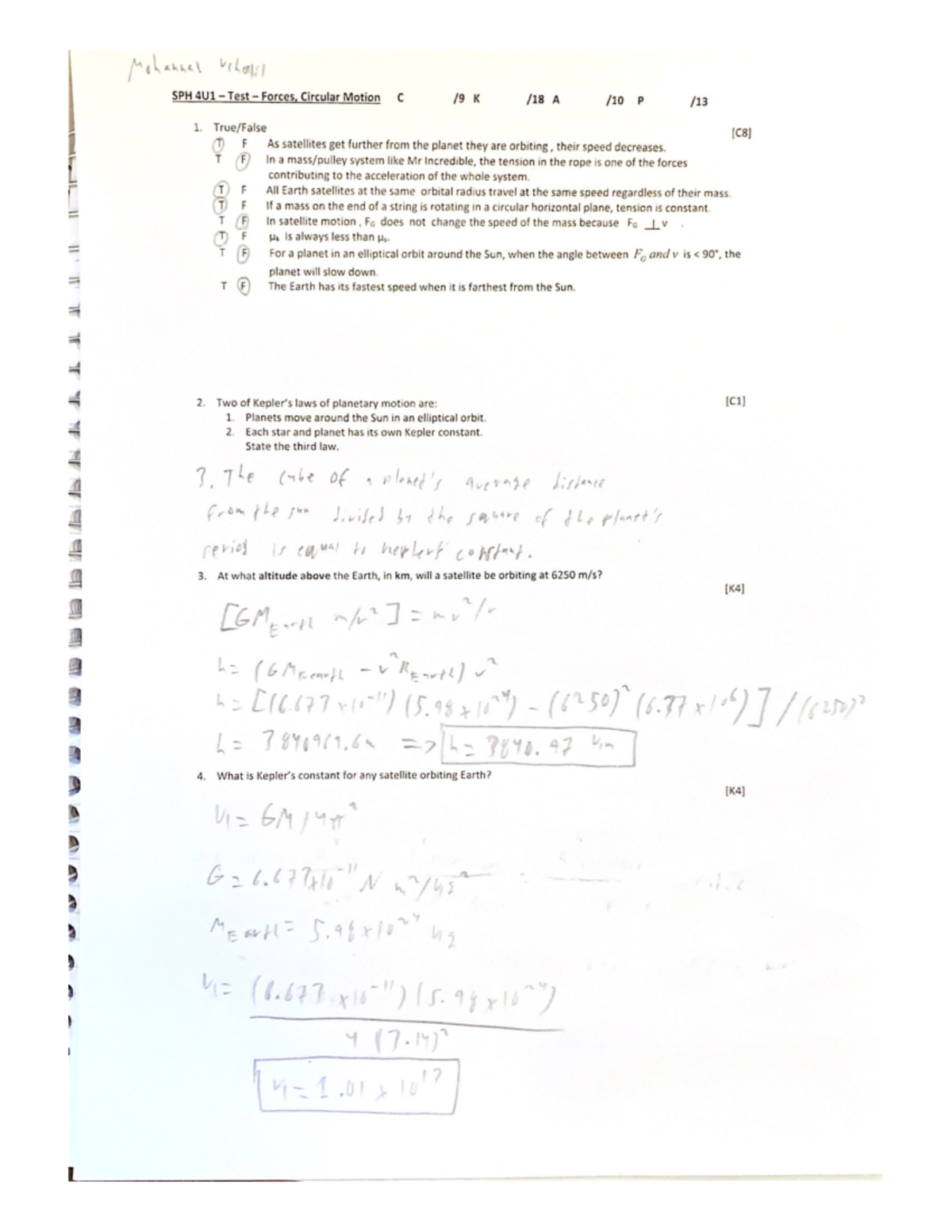SPH4U1 Dynamics Test - dynamic test for physics 1 unit test - Phys 111 ...