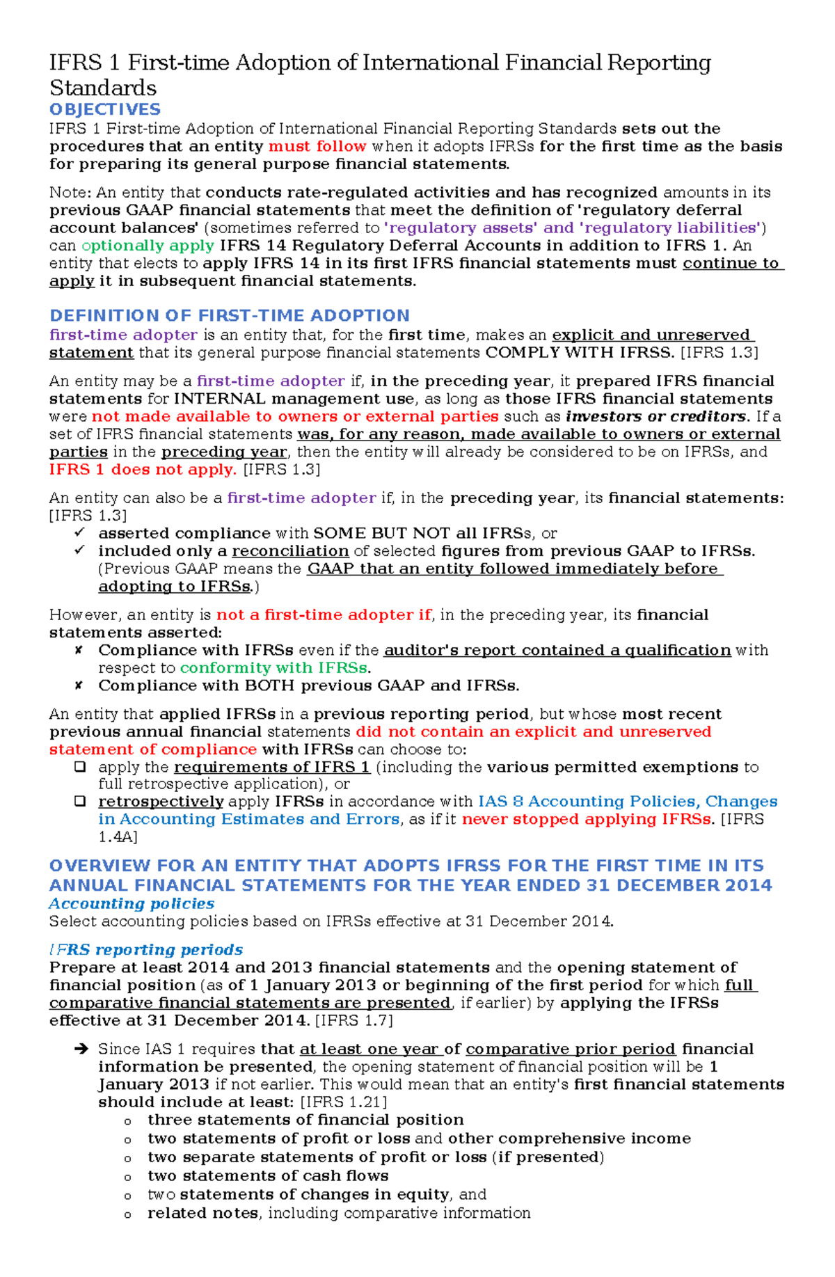 PFRS 1 First-TIME Adoption OF International Financial Reporting Standards - IFRS 1 First-time ...