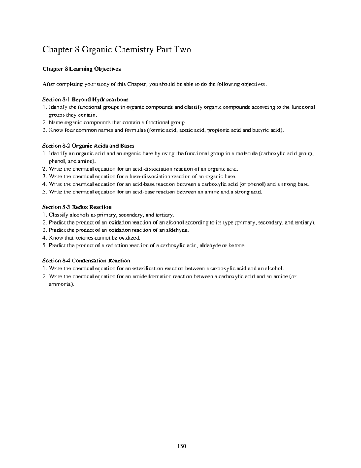 UTA CHEM1451 CH8 - Notes for lab - Chapter 8 Organic Chemistry Part Two ...