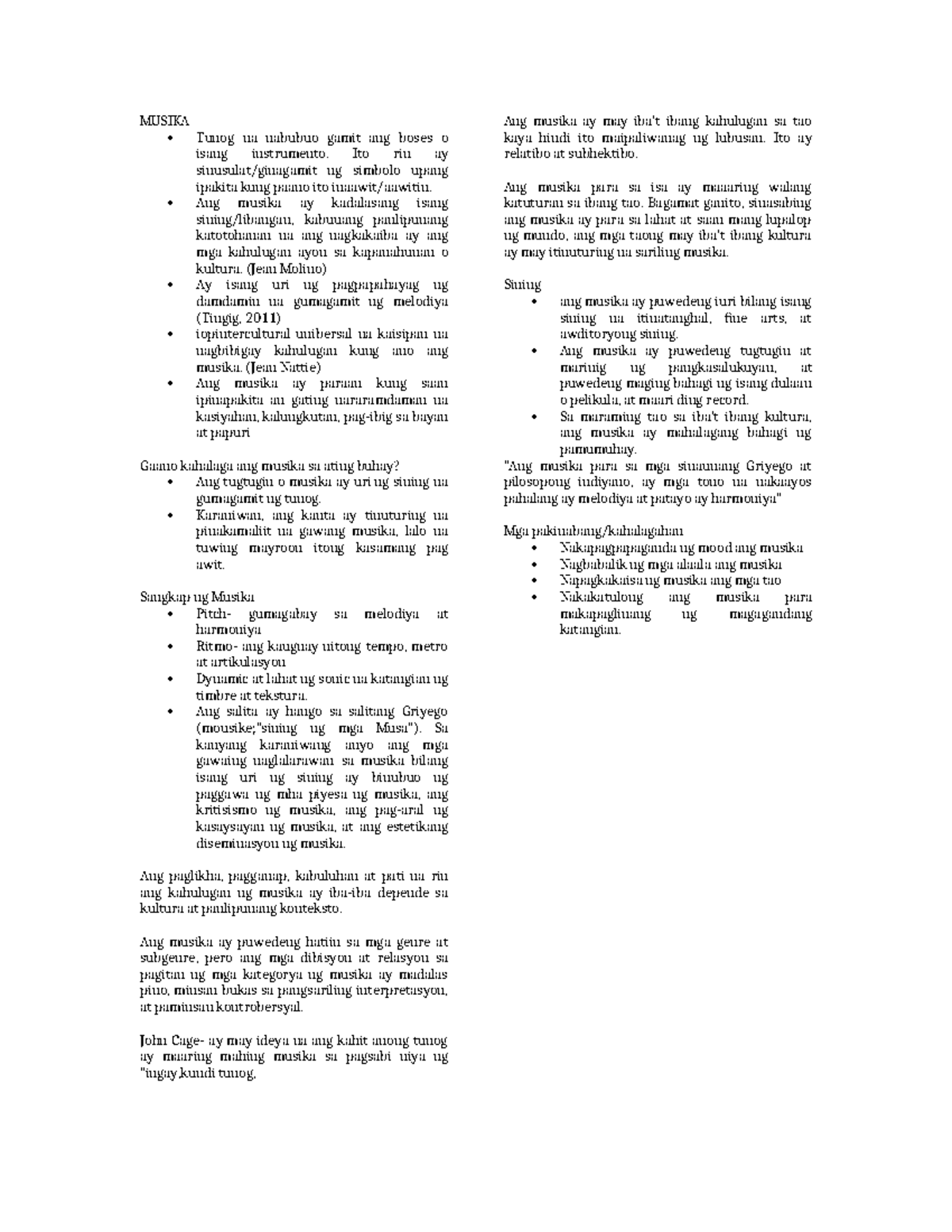 434144478- Musika-docx - MUSIKA Tunog na nabubuo gamit ang boses o ...