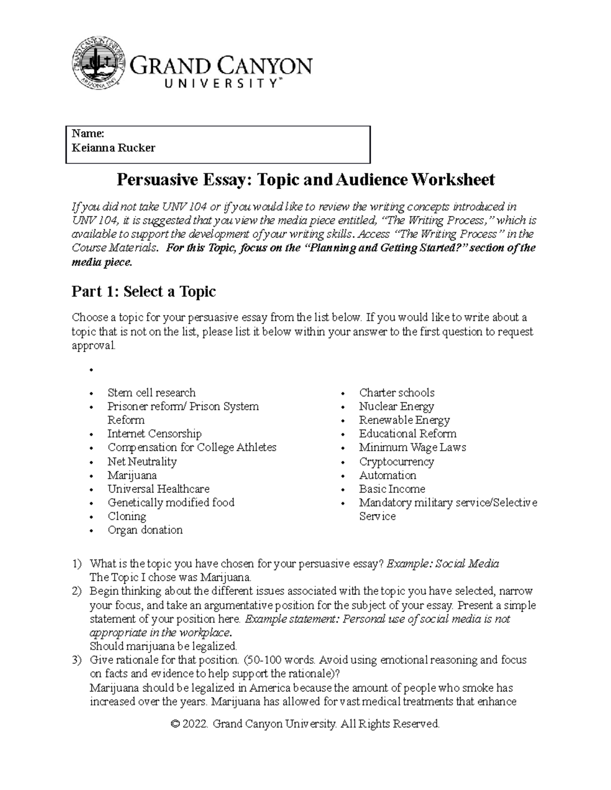 T1 Topicand Audience Worksheet PHI105 Persuasive Essay Planning 9 5 22 ...