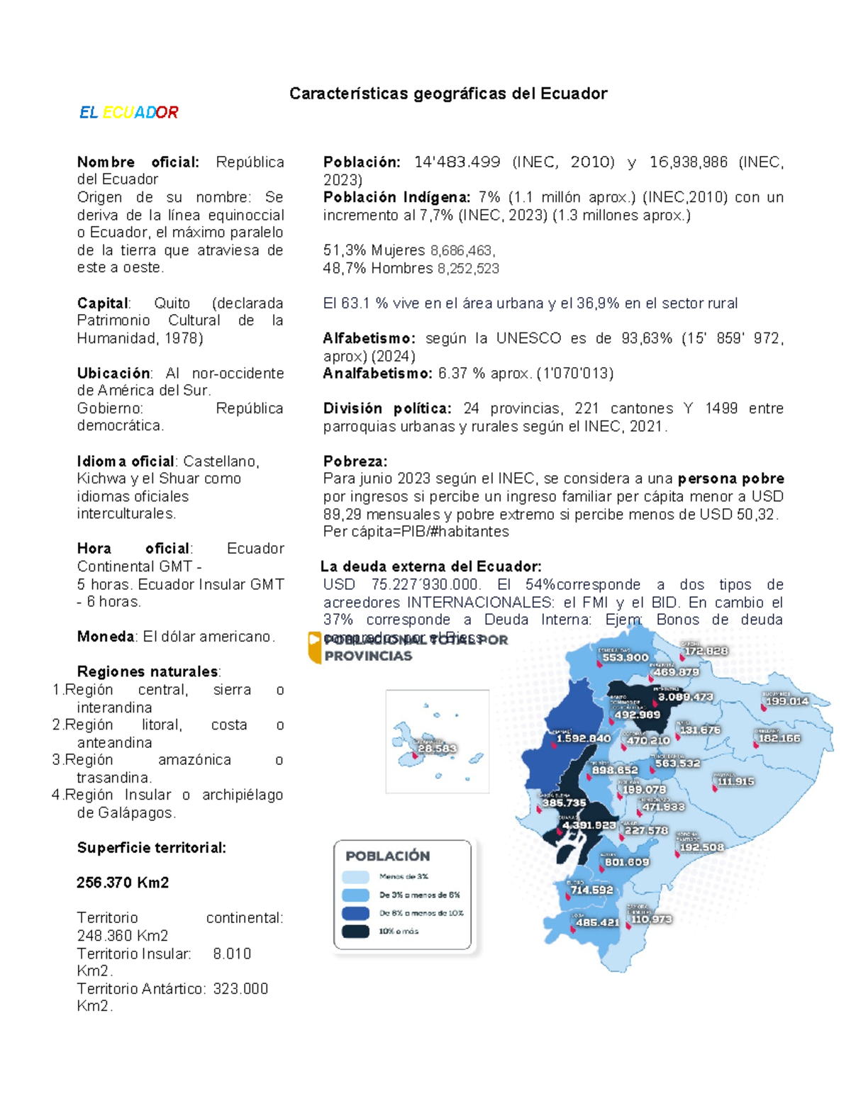 Características geográficas del Ecuador - Características geográficas ...