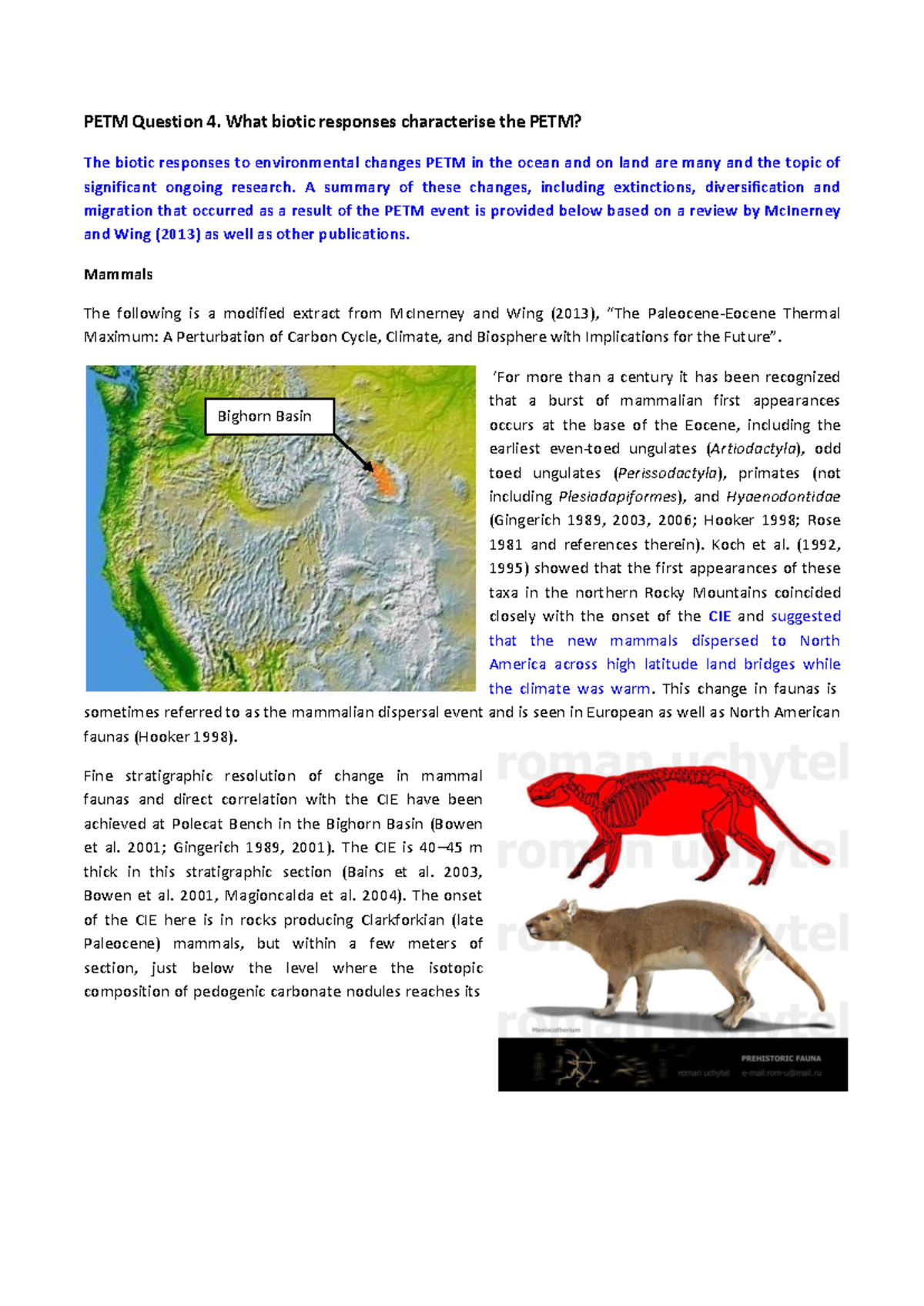 Wk10 PETM Q4 What biotic responses characterise the PETM - Background ...